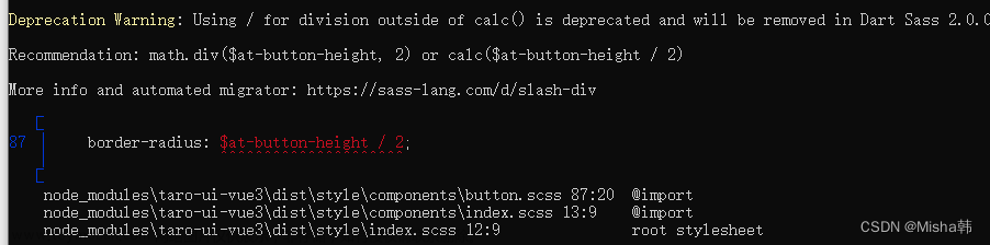Using / for division outside of calc() is deprecated and will be removed in Dart Sass 2.0.0 - Toy模板网